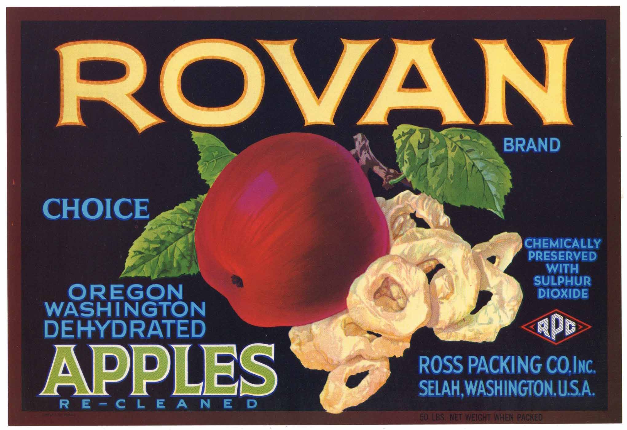 Rovan Brand Vintage Selah Washington Apple Crate Label, Dehydrated – thelabelman