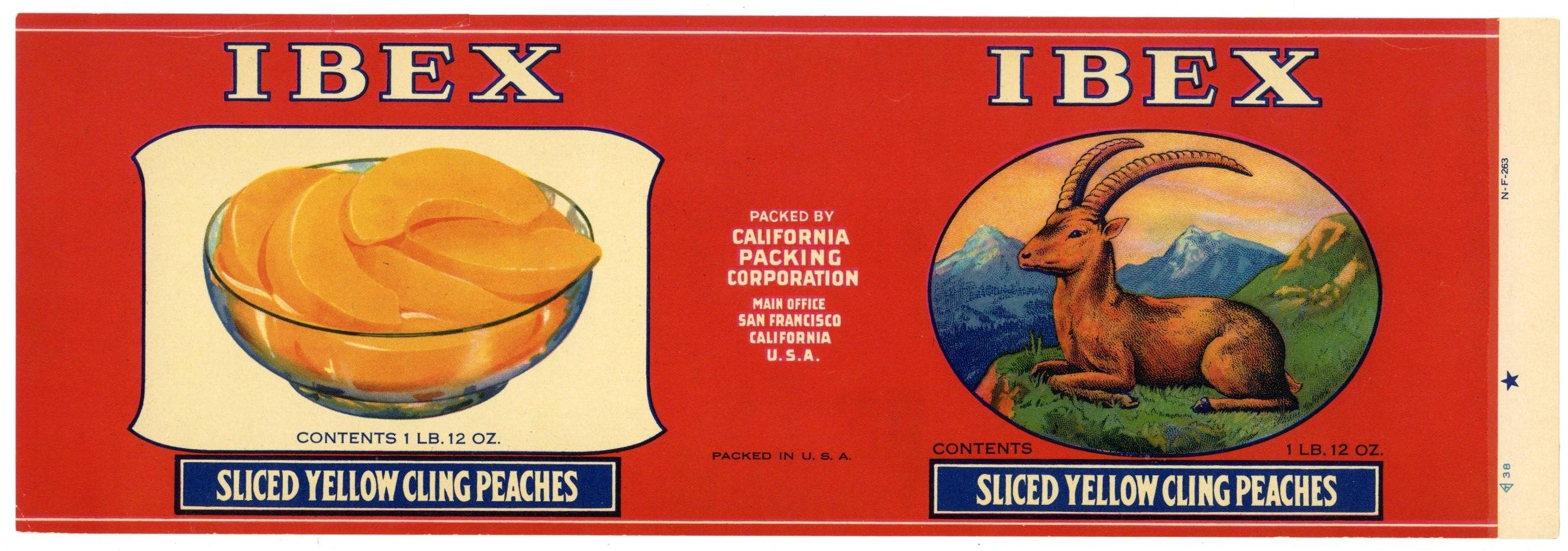 Ibex Brand Vintage Peach Can Label, newest – thelabelman