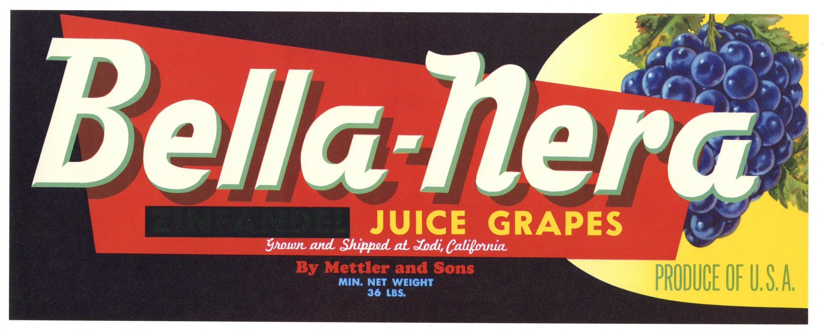 Bella-Nera Brand Lodi California Grape Crate Label – thelabelman