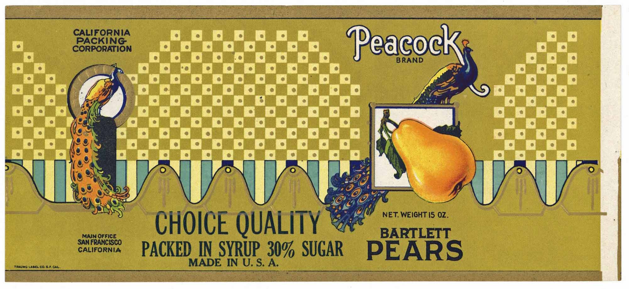 Peacock Brand Vintage Pear Can Label – thelabelman