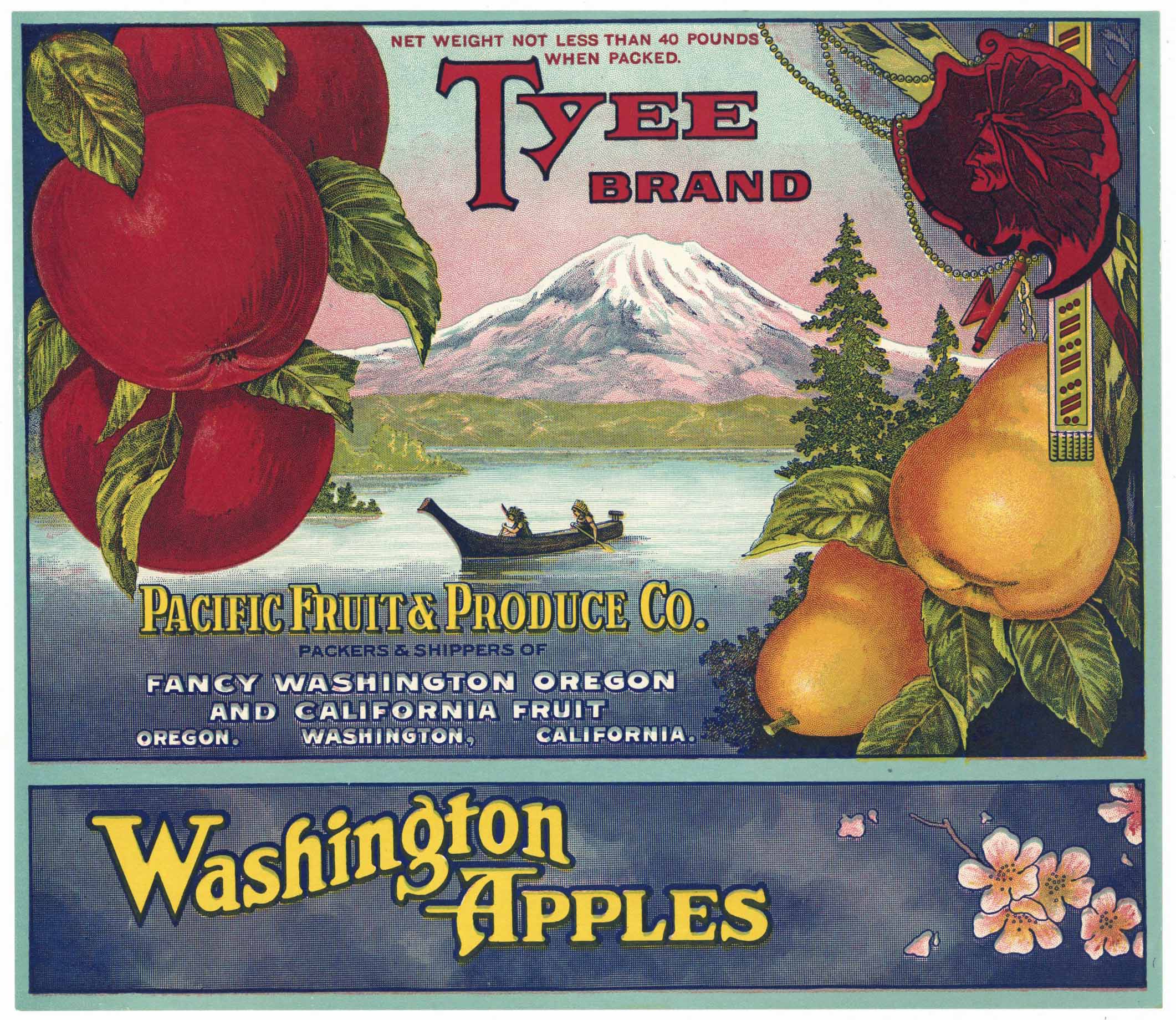 Tyee Brand Vintage Oregon Washington California Apple Crate Label ...