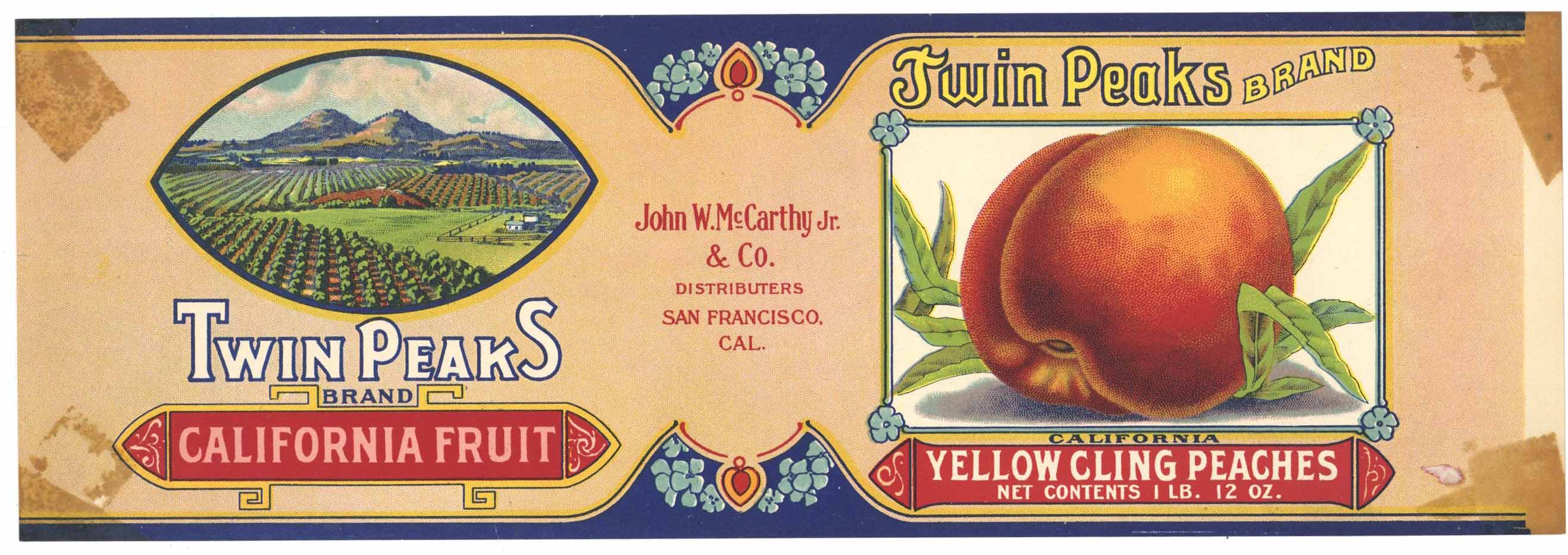 Twin Peaks Brand Vintage Peach Can Label – thelabelman