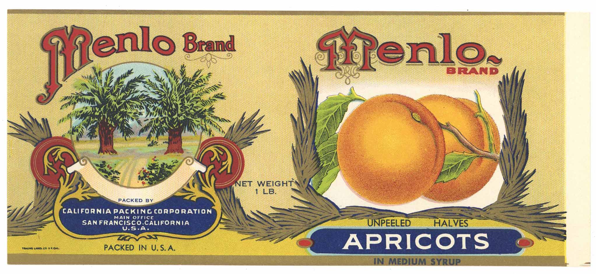 Menlo Brand Vintage Apricots Can Label – thelabelman