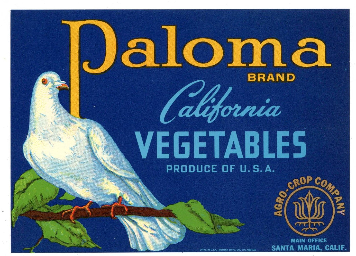 Paloma Brand Vintage Santa Maria California Vegetable Crate Label ...