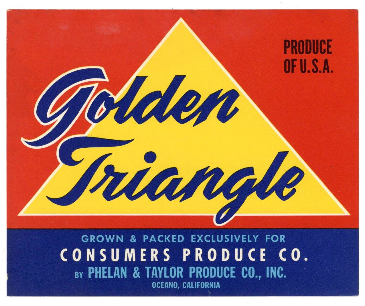 Golden Triangle Brand Vintage Oceano California Vegetable Crate Label ...