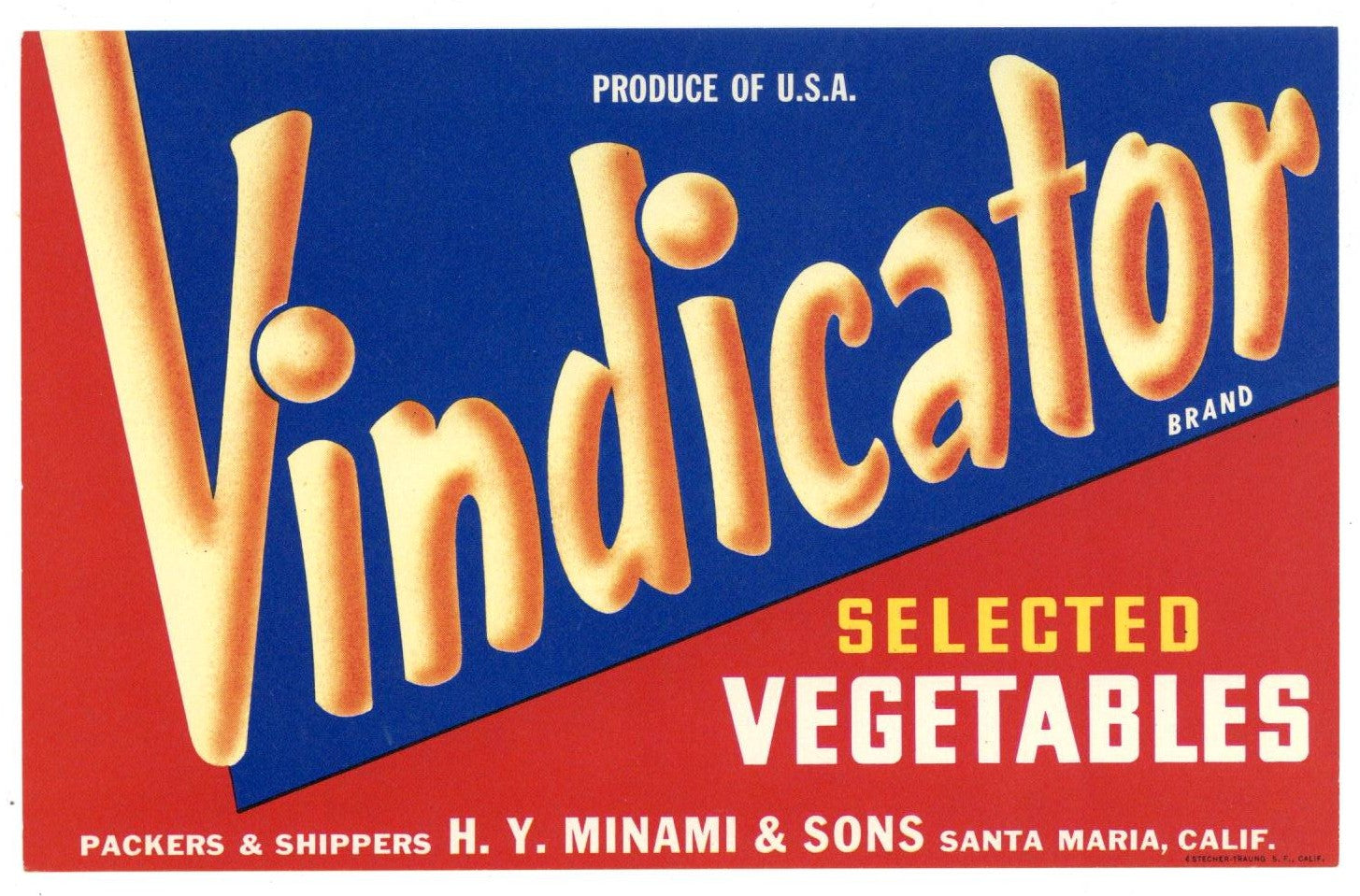 Vindicator Brand Vintage Santa Maria California Vegetable Crate Label ...