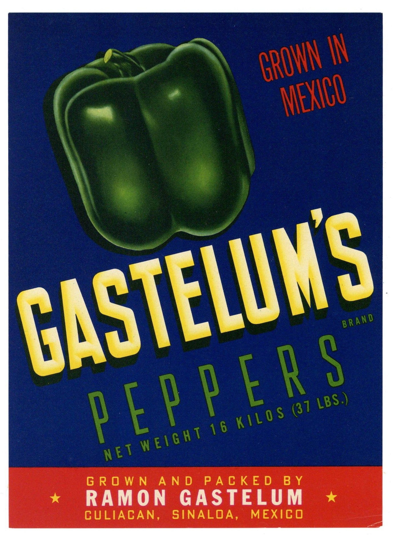 Gastelum's Brand Vintage Mexican Vegetable Crate Label – thelabelman