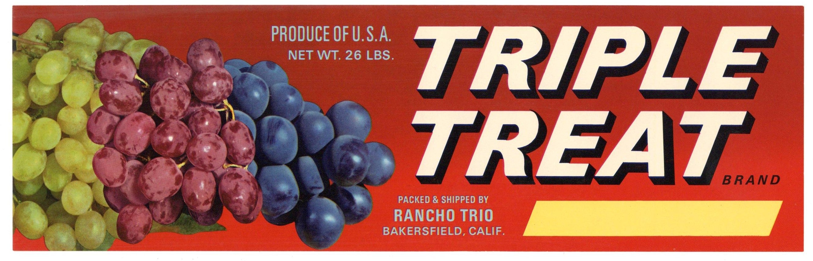 Triple Treat Brand Bakersfield California Grape Crate Label – thelabelman