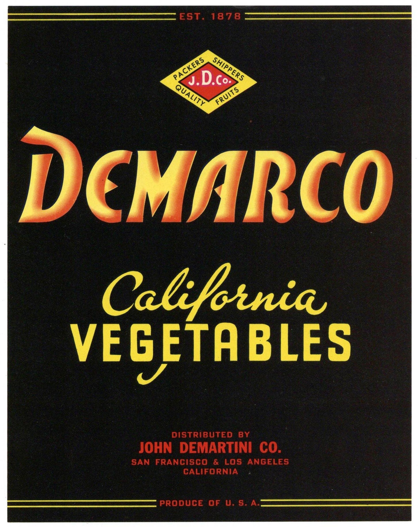 Demarco Brand Vintage California Vegetable Crate Label – thelabelman
