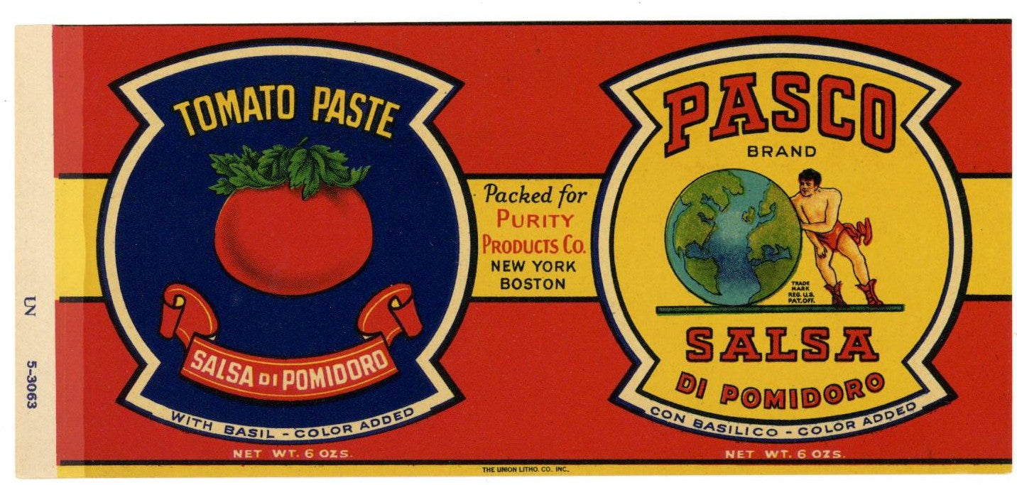 Pasco Brand Vintage Tomato Paste Can Label – thelabelman
