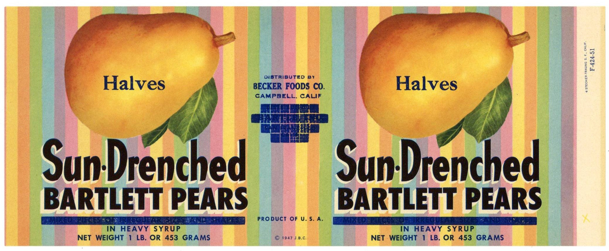 Sun-Drenched Brand Vintage Campbell California Pear Can Label – thelabelman