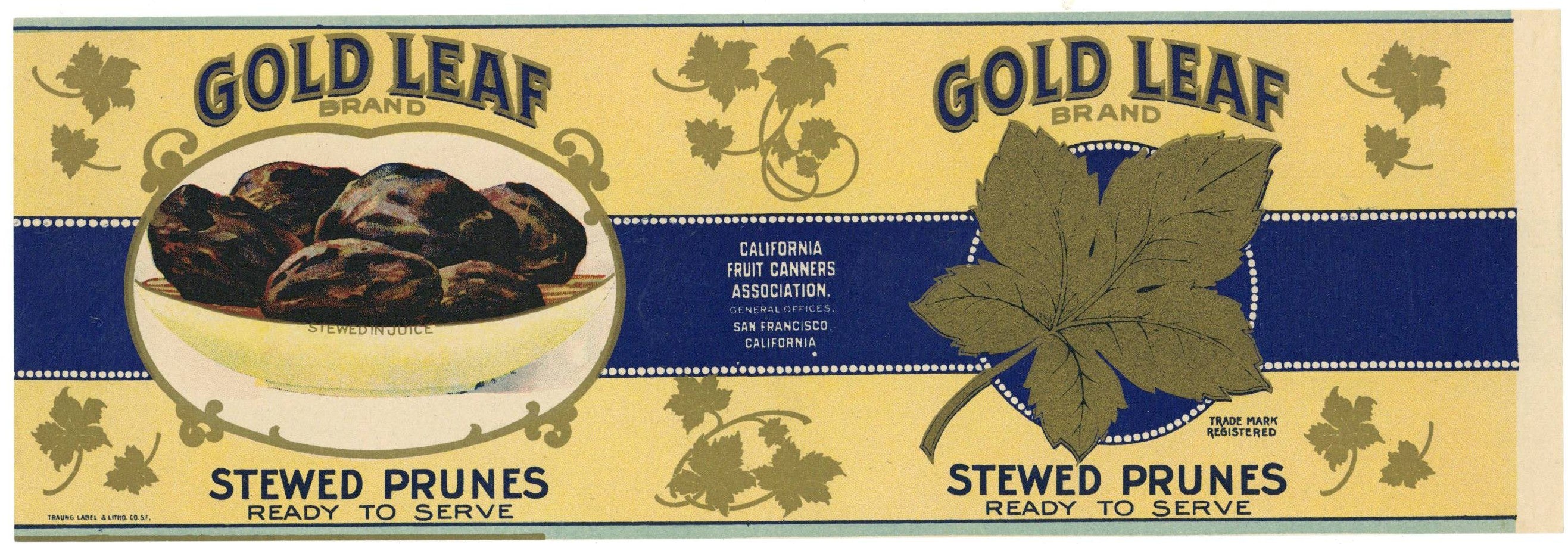 Gold Leaf Brand Vintage Stewed Prunes Can Label – thelabelman