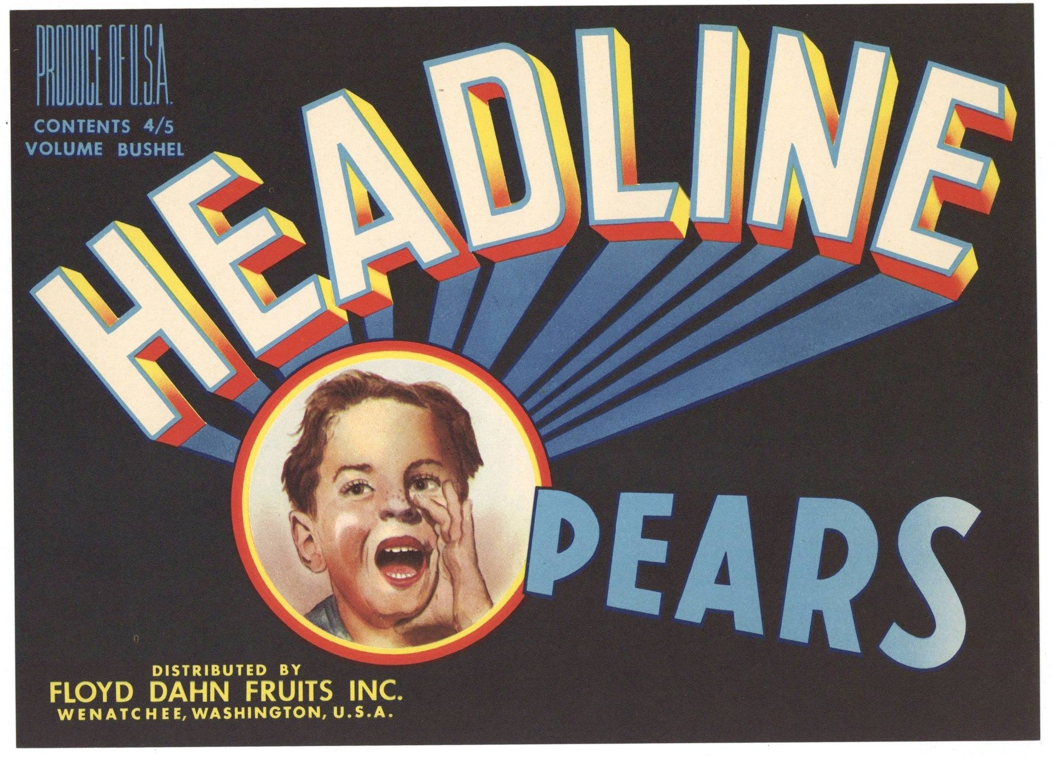 Headline Brand Vintage Wenatchee Washington Pear Crate Label – thelabelman