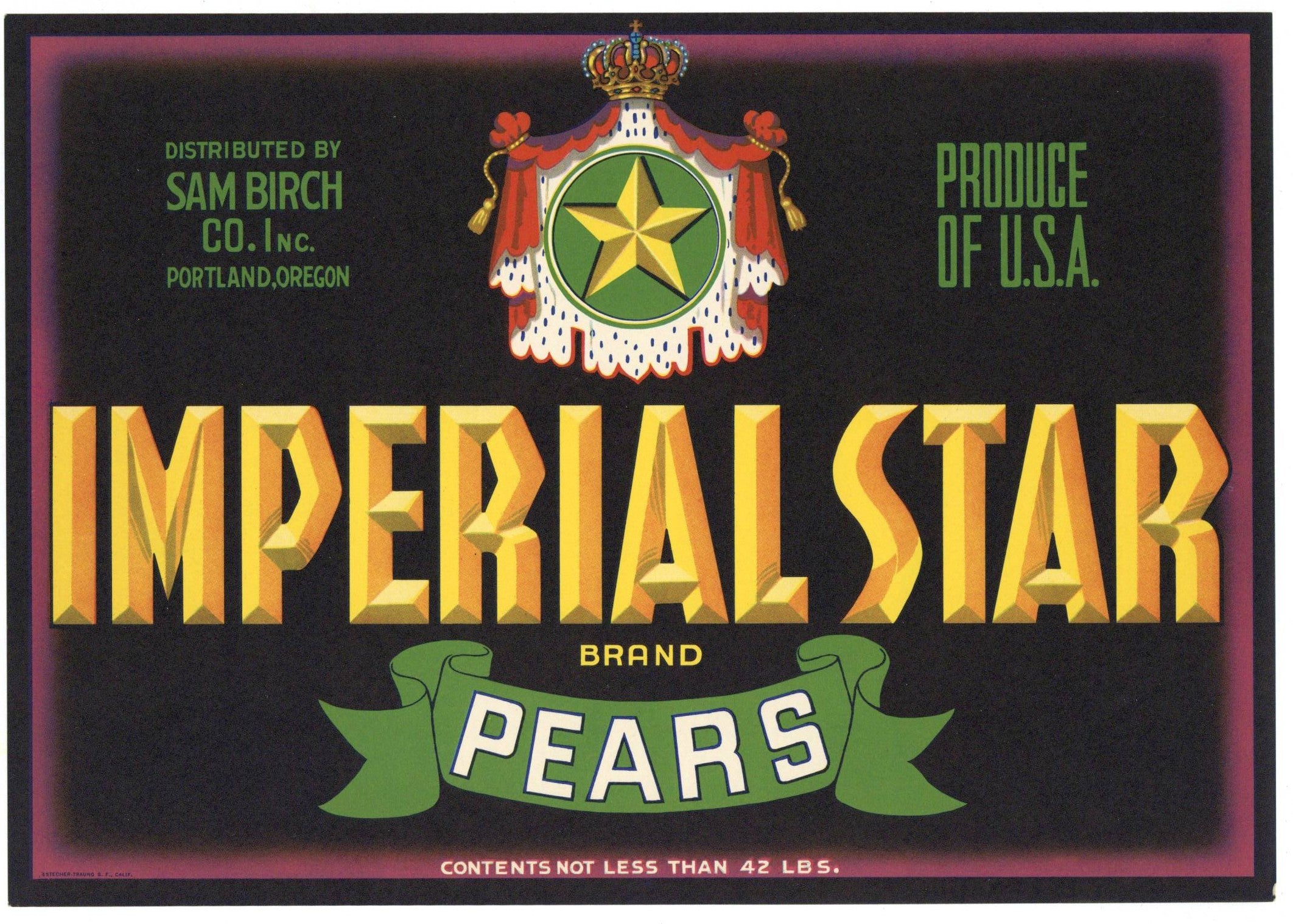 Imperial Star Brand Vintage Portland Oregon Pear Crate Label – thelabelman