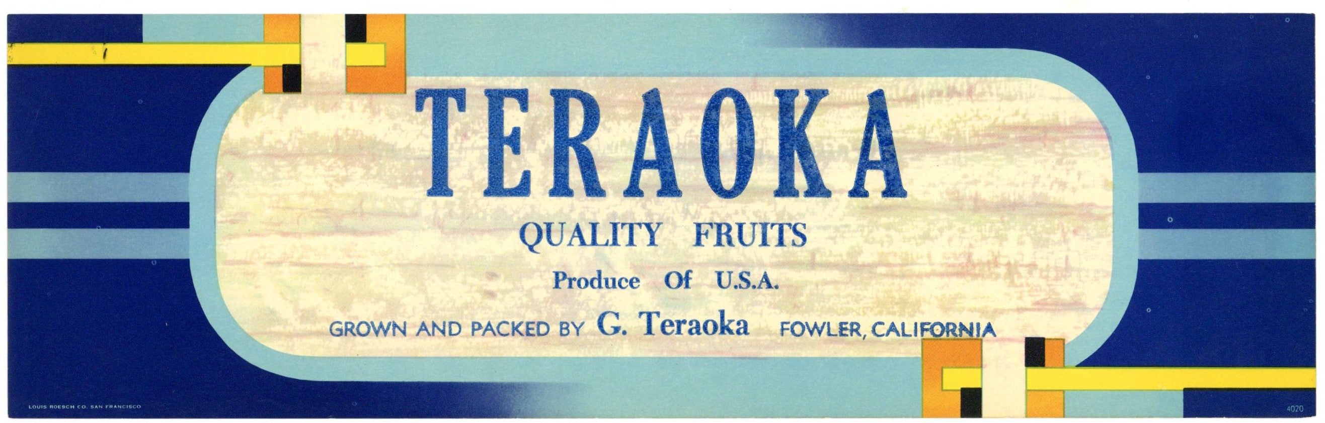Teraoka Brand Vintage Fowler California Produce Crate Label – thelabelman