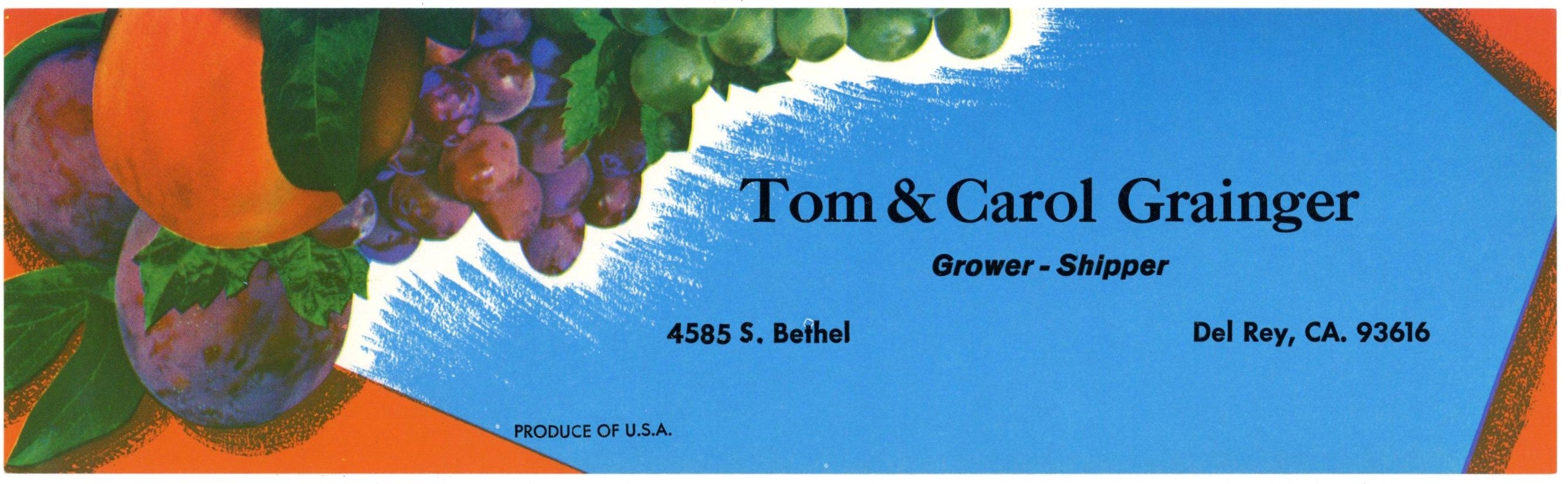 Tom & Carol Brand Vintage Del Rey California Produce Crate Label ...