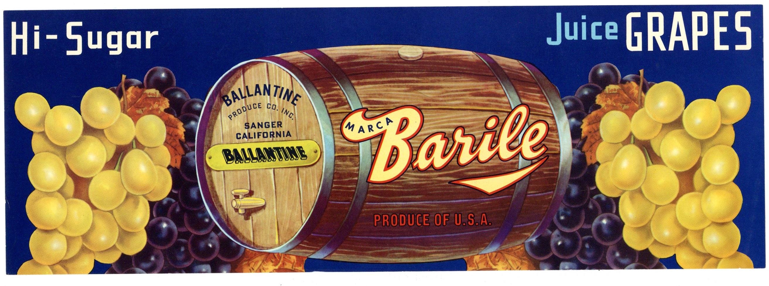 Barile Brand Vintage Sanger California Grape Crate Label – thelabelman