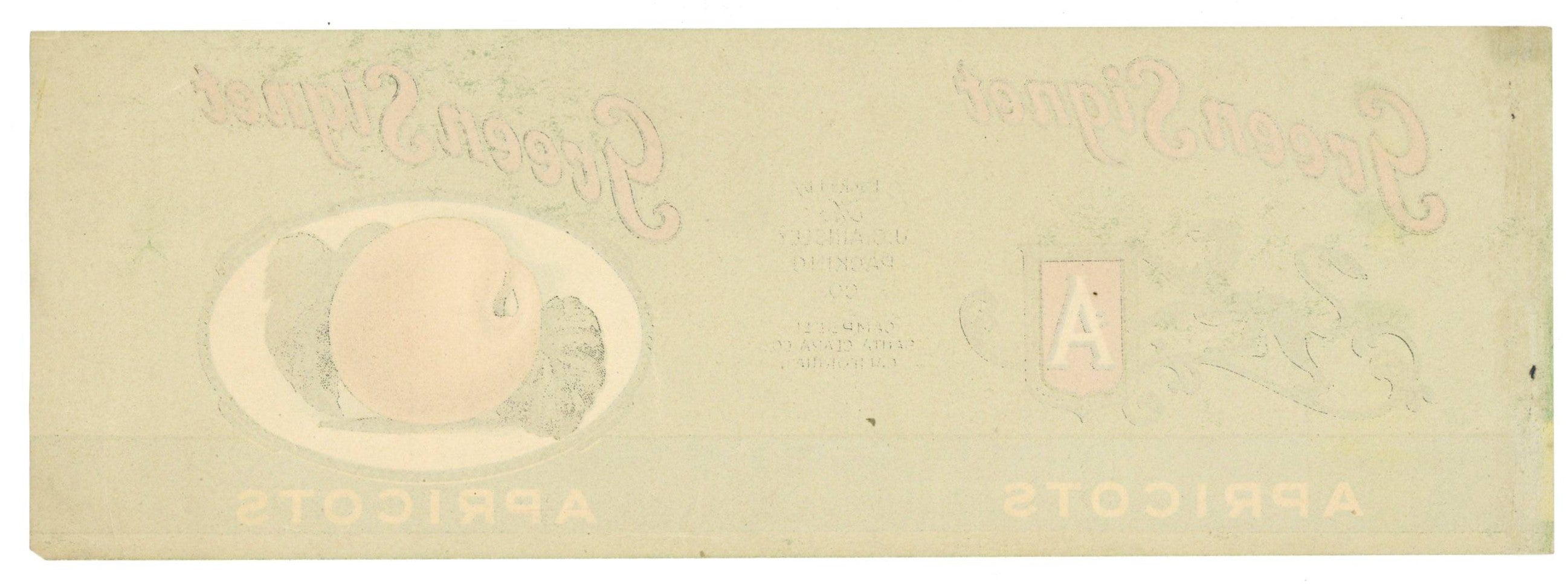 Green Signet Brand Vintage Campbell California Apricot Can Label ...