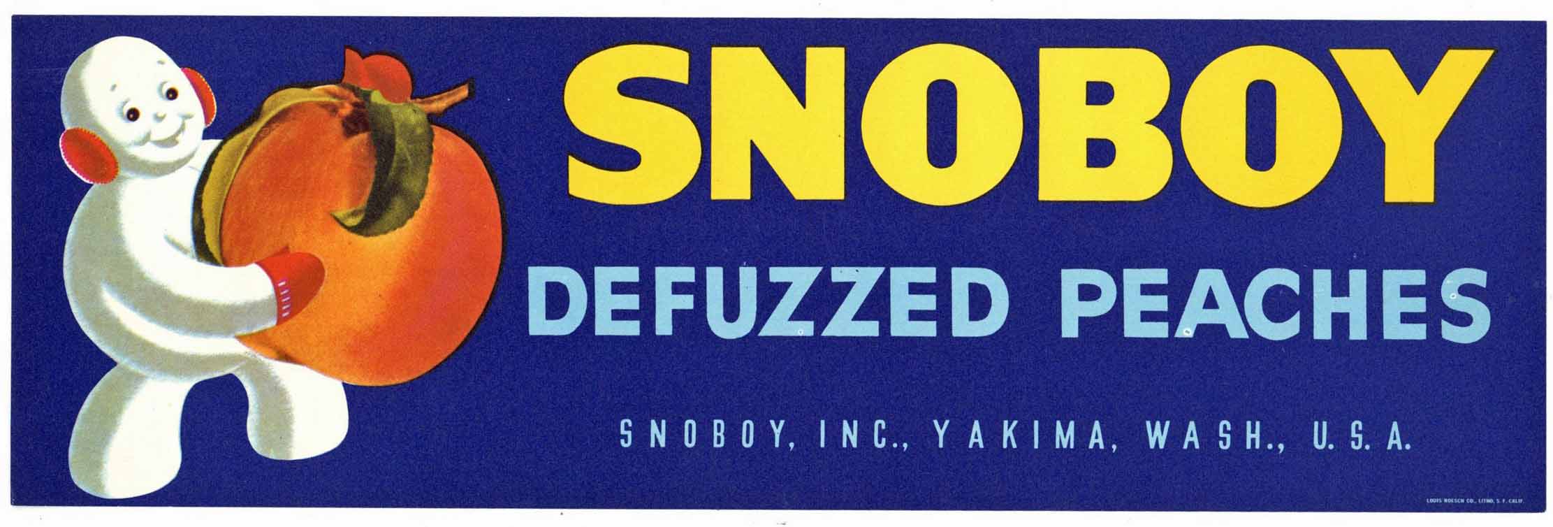 Snoboy Brand Vintage Yakima Washington Peach Crate Label – thelabelman
