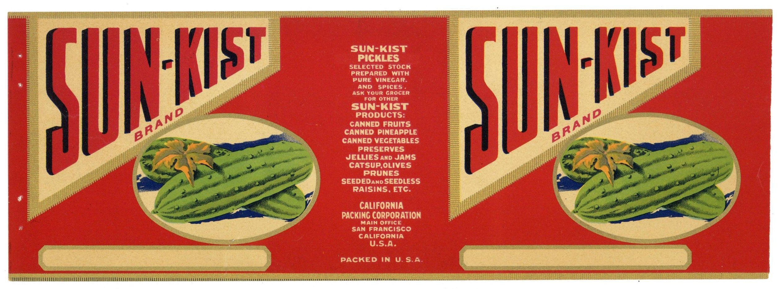 Sun-Kist Brand Vintage Pickle Can Label – thelabelman