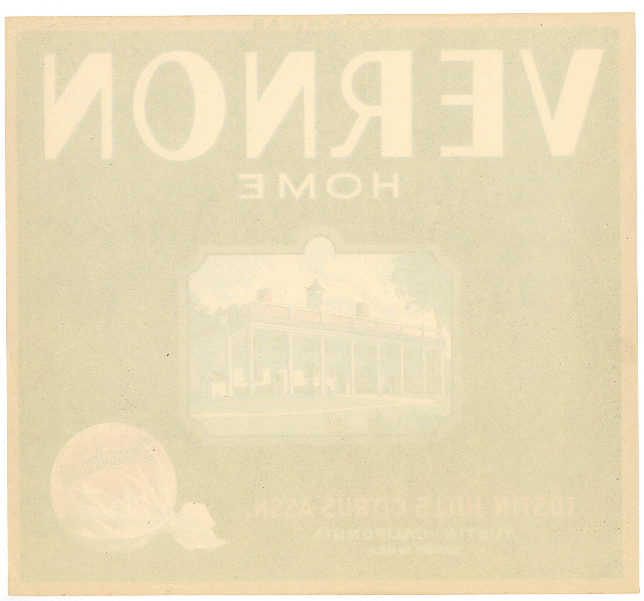 Vernon Home Brand Vintage Tustin California Orange Crate Label ...