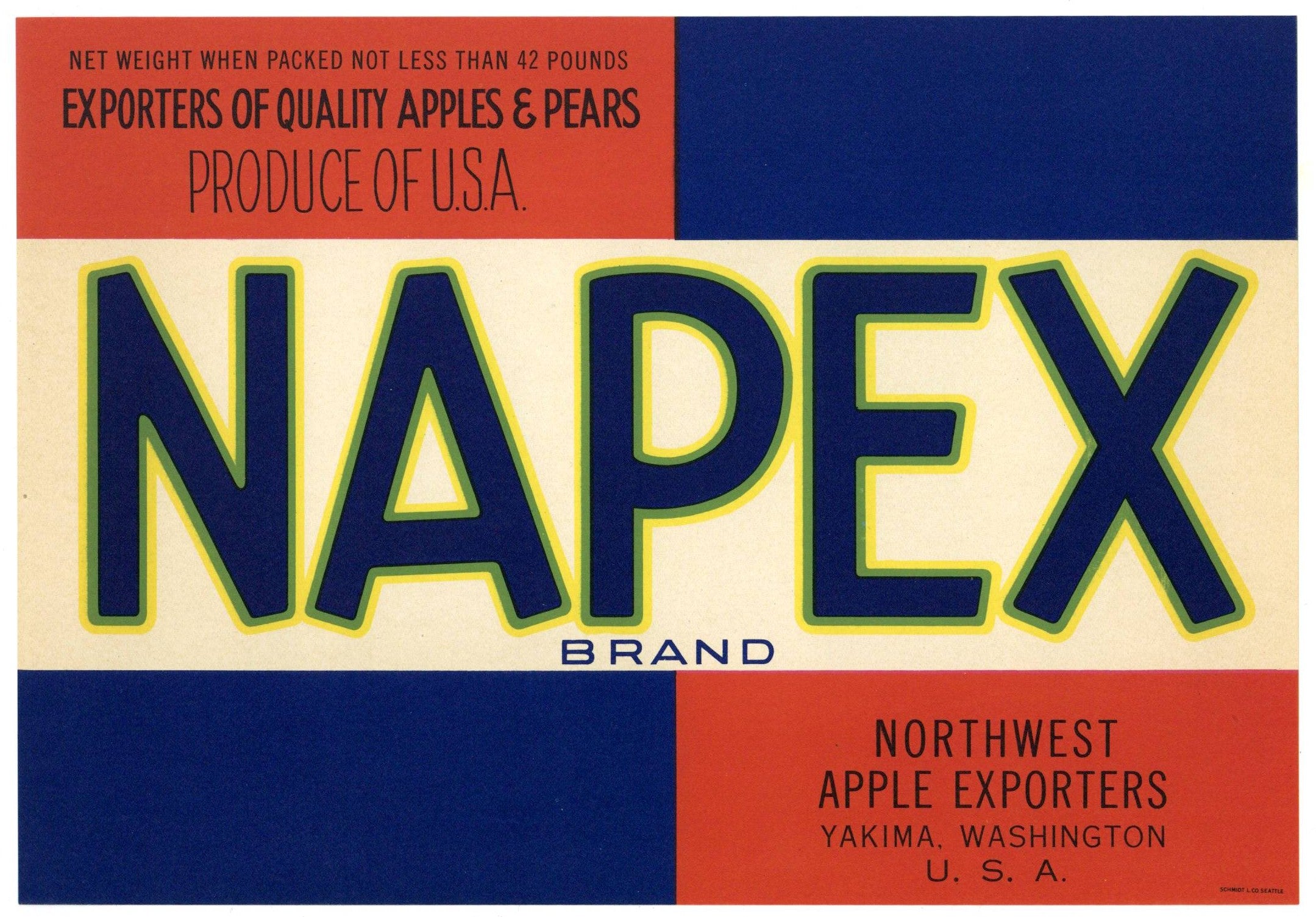 NAPEX Brand Vintage Yakima Washington Pear Crate Label – thelabelman