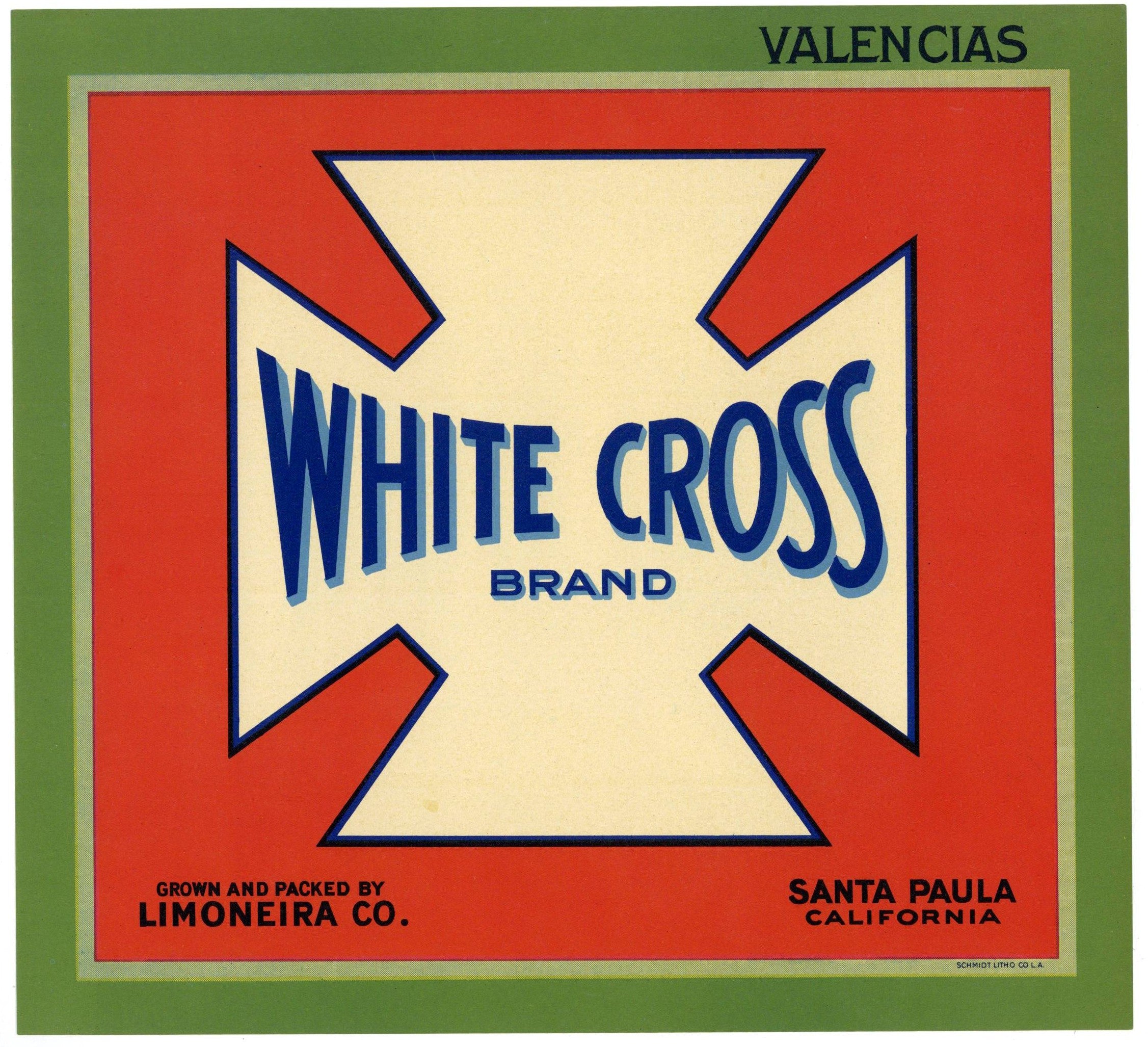 White Cross Brand Vintage Santa Paula Orange Crate Label – thelabelman
