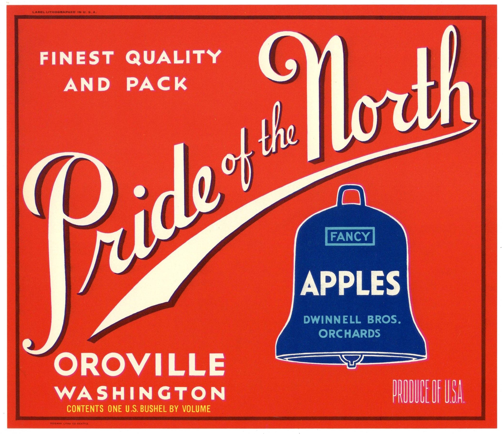 Pride Of The North Brand Vintage Oroville Washington Apple Crate Label ...