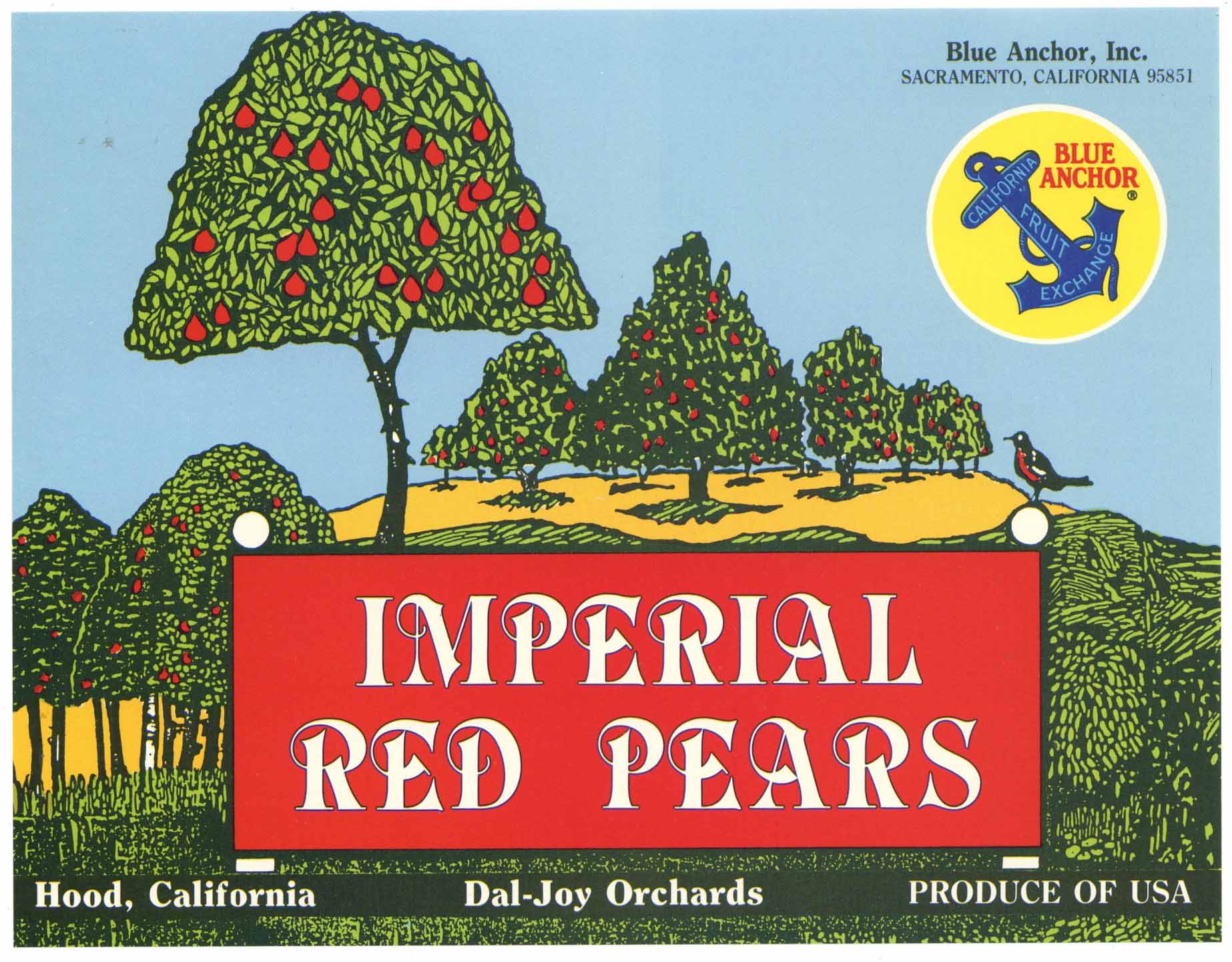 Imperial Red Pears Brand Vintage Hood, California Pear Crate Label ...