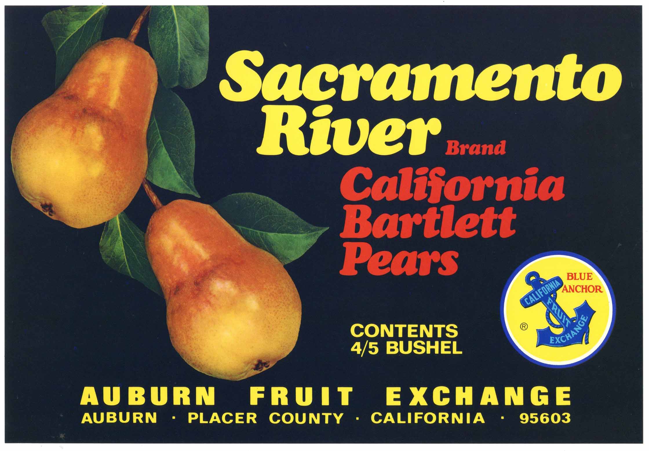 Sacramento River Brand Vintage Placer County California Pear Crate Lab ...