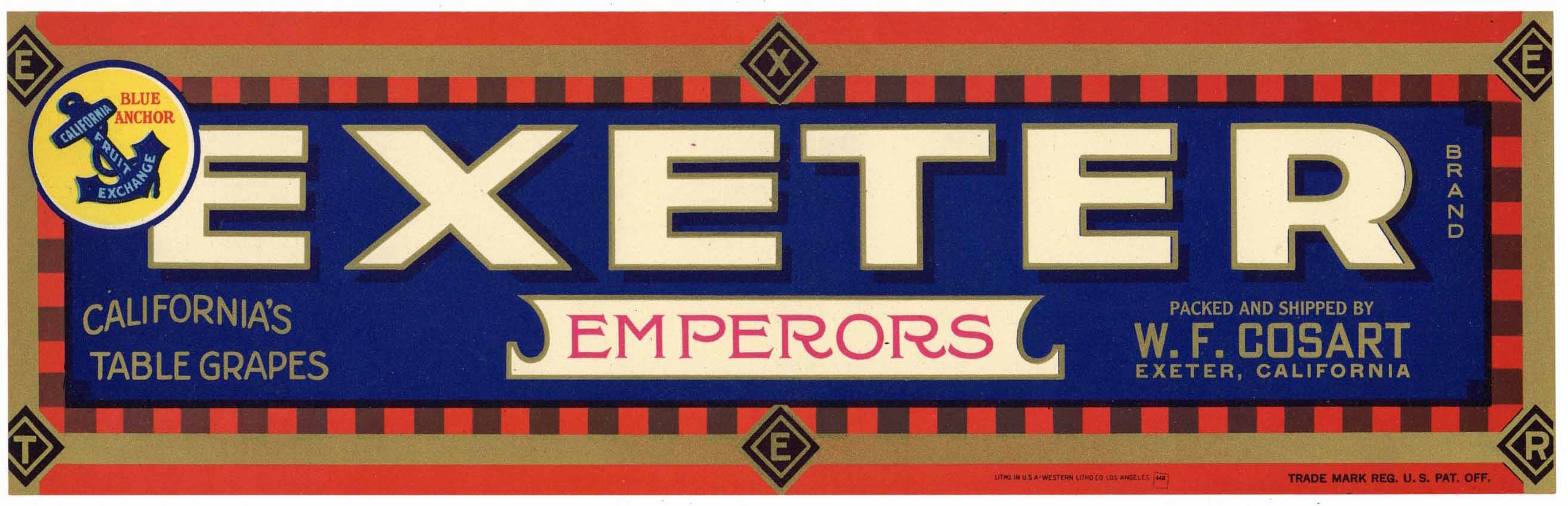Exeter Brand Vintage Emperor Grape Crate Label, W. F. Cosart – thelabelman