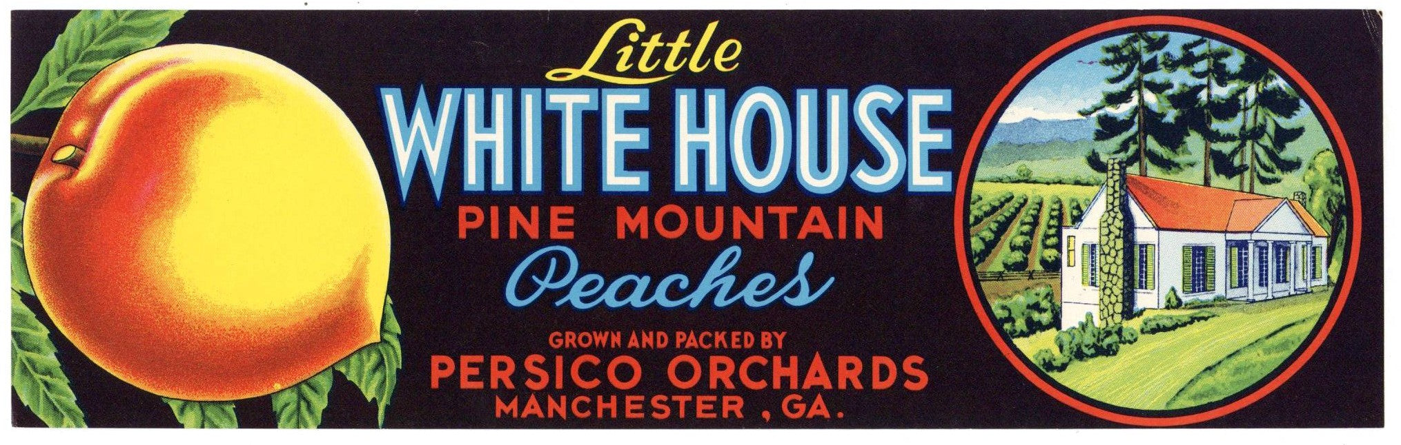 Little White House Brand Vintage Georgia Peach Crate Label – thelabelman