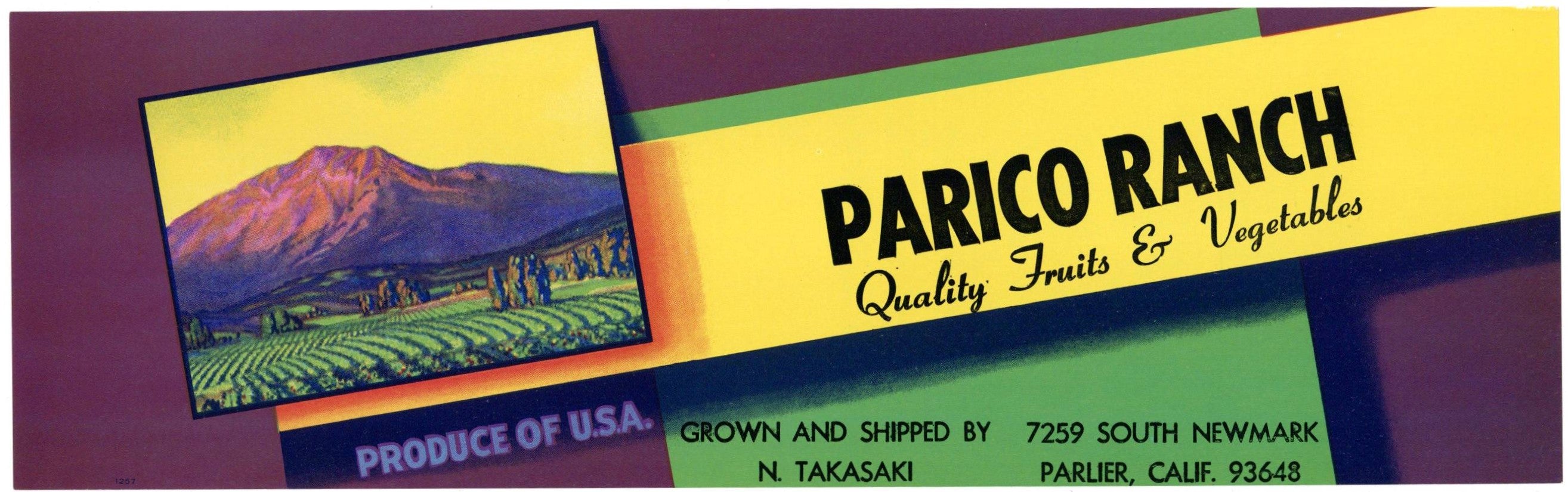 Parico Ranch Brand Vintage Parlier California Fruit Crate Label ...