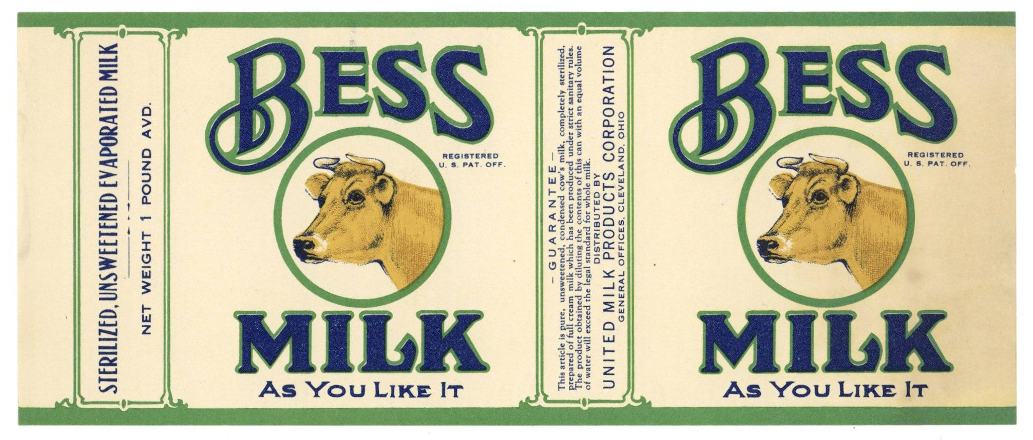 Bess Brand Vintage Cleveland Ohio Milk Can Label – thelabelman