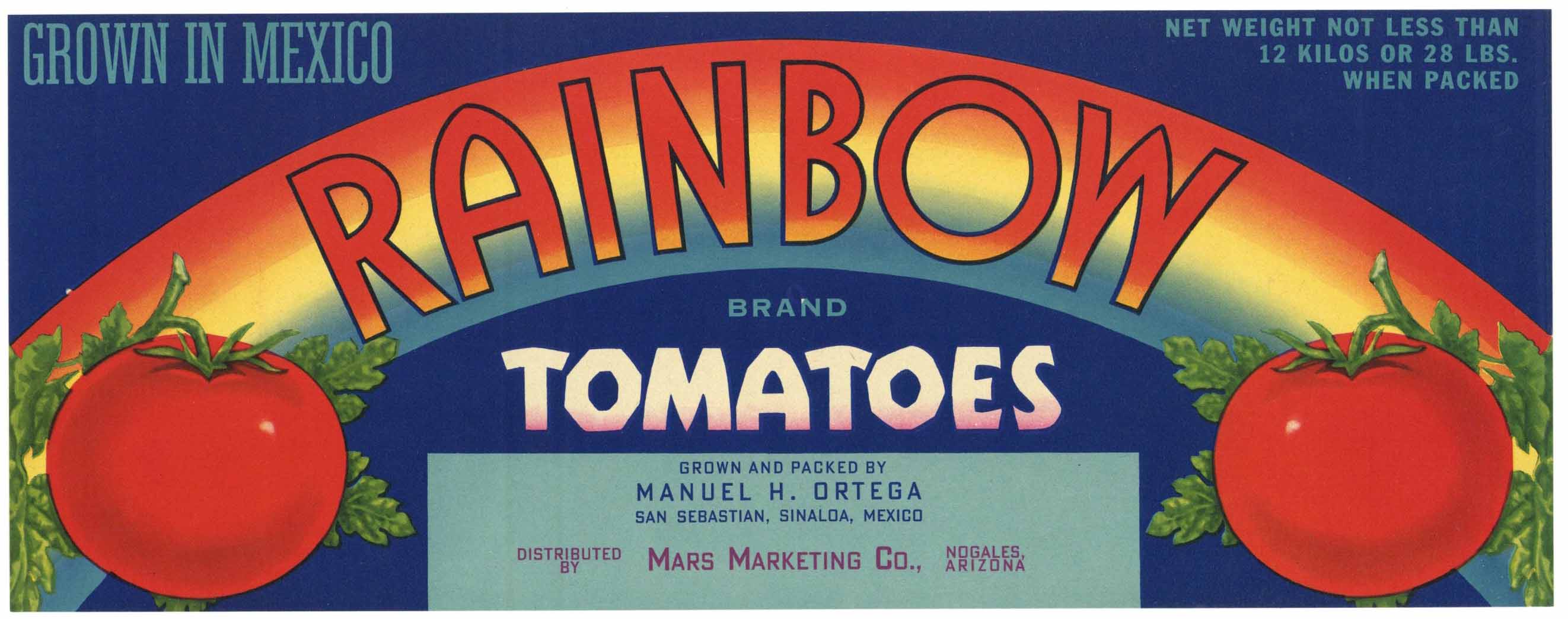 Rainbow Brand Vintage Nogales Arizona Tomato Crate Label – thelabelman