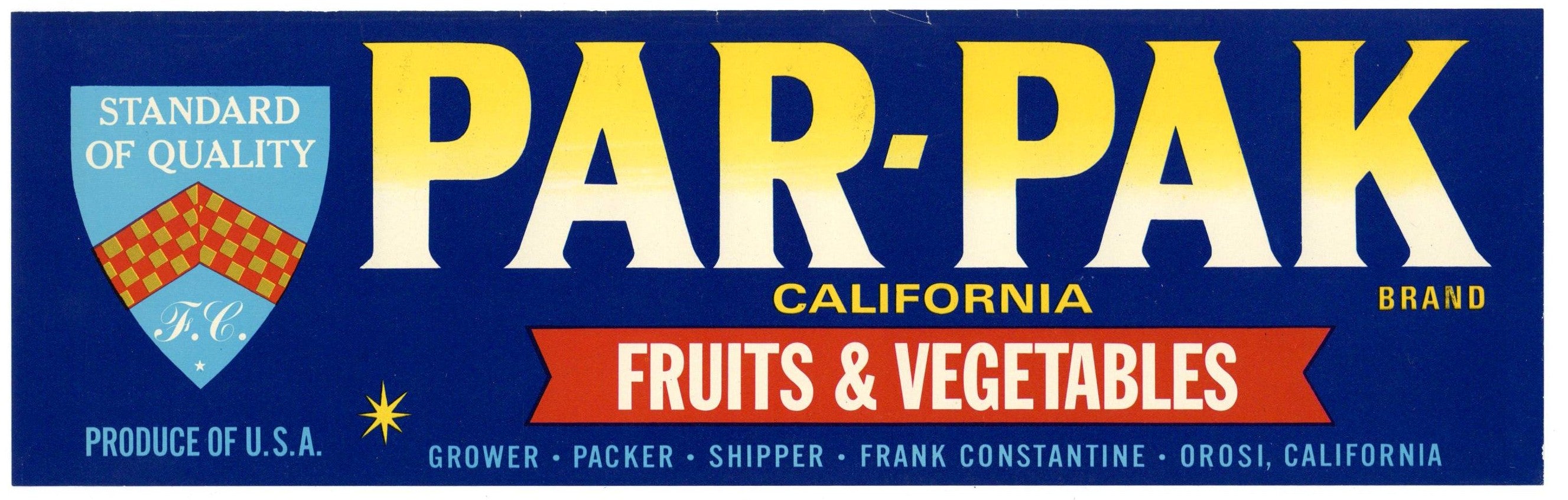 Par-Pak Brand Vintage Orosi California Produce Crate Label – thelabelman