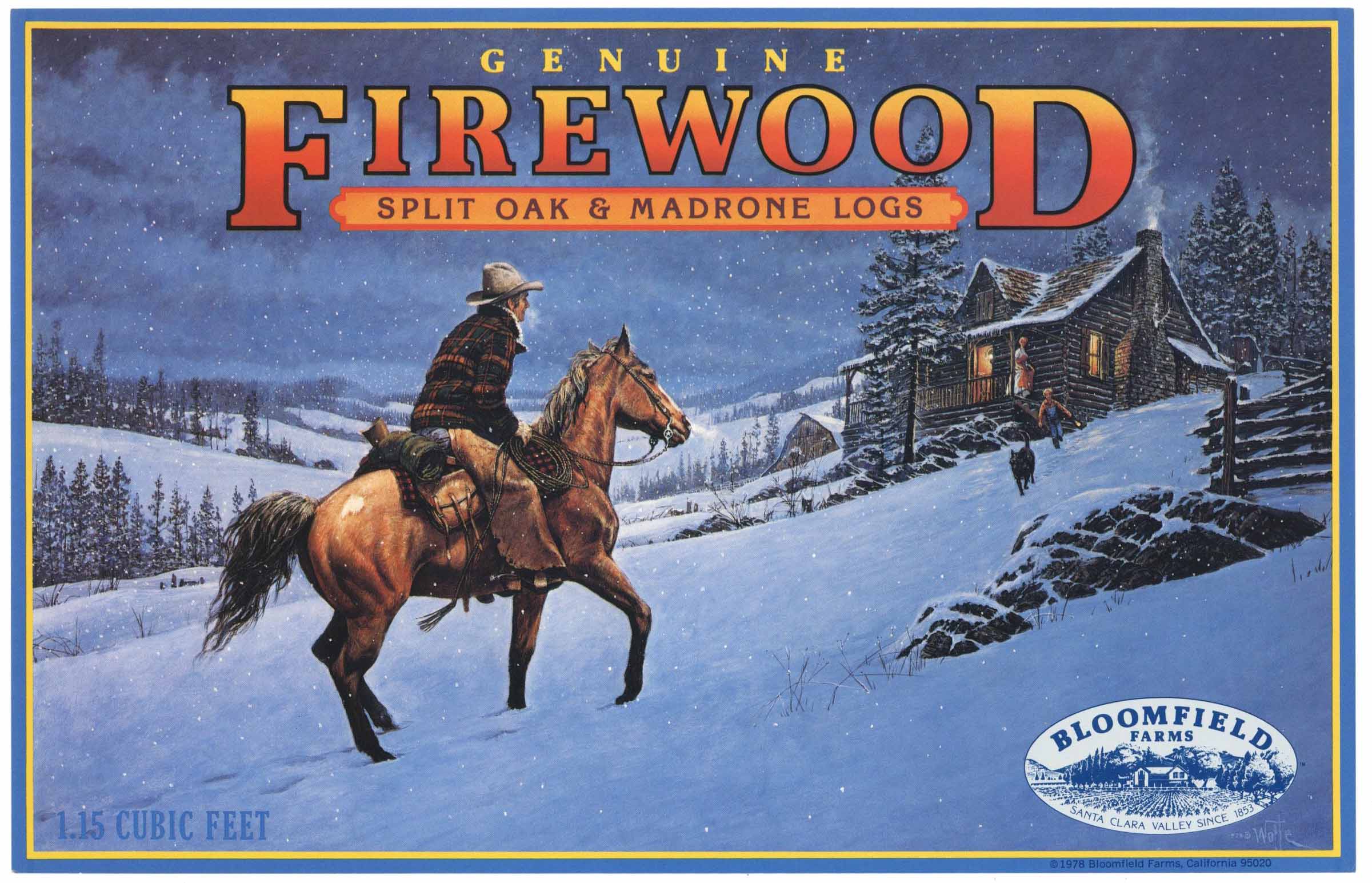Genuine Firewood Brand Label, Bloomfield, California, western – thelabelman