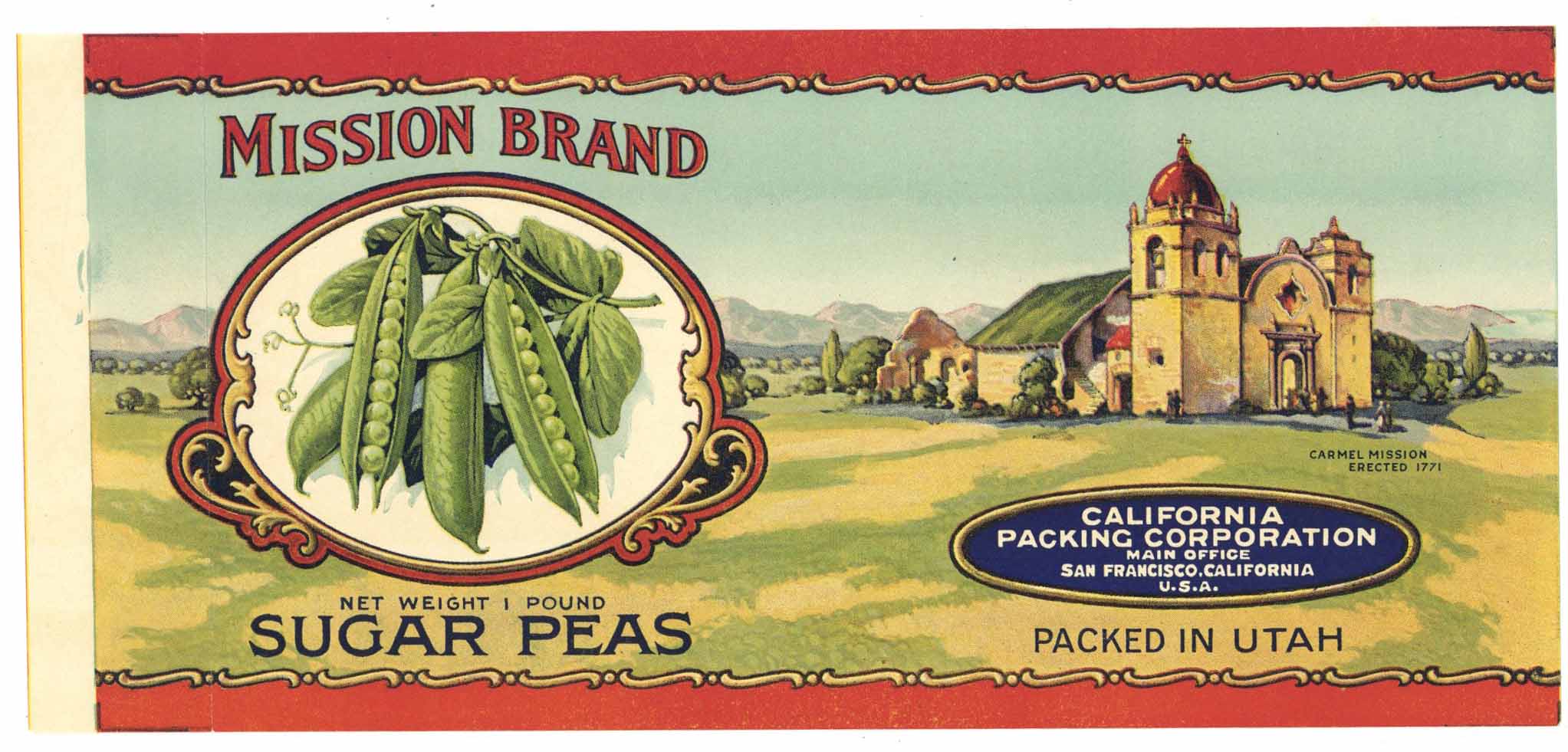 Mission Brand Vintage Sugar Peas Can Label, fold – thelabelman