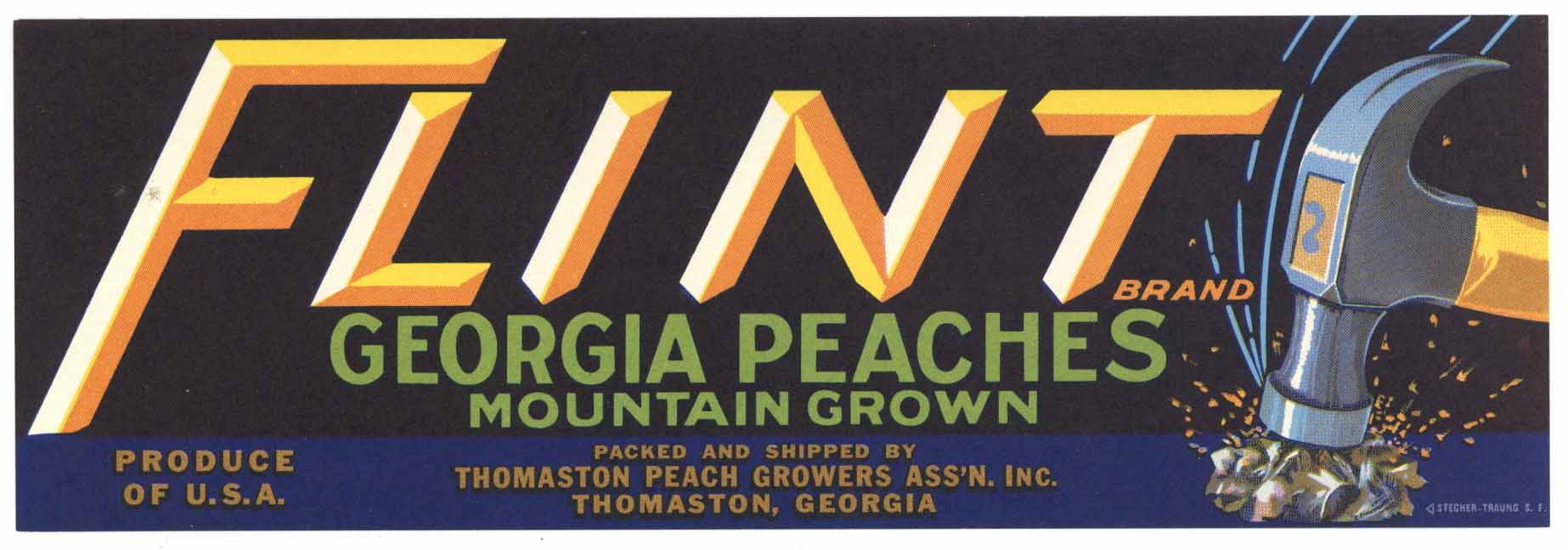 Flint Brand Vintage Thomaston Georgia Peach Crate Label – thelabelman