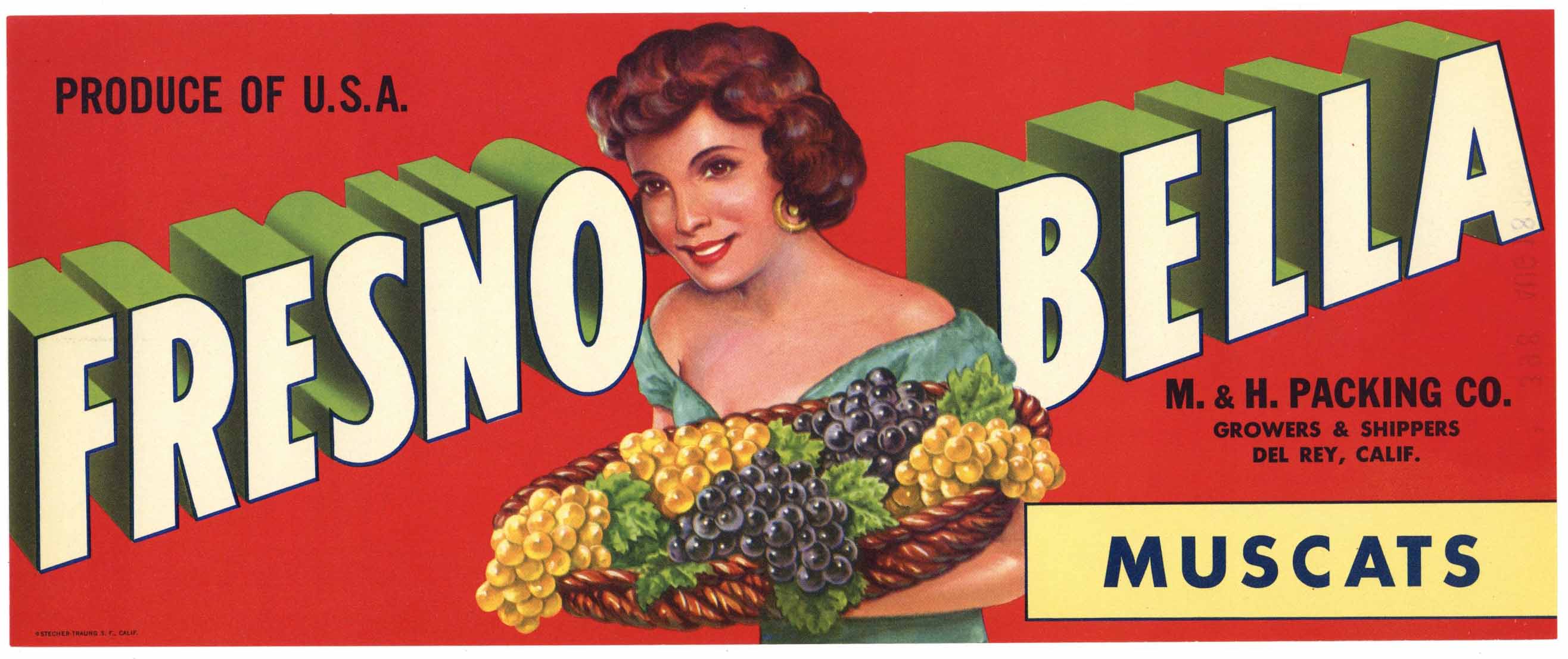 Fresno Bella Brand Vintage Grape Crate Label, tall – thelabelman