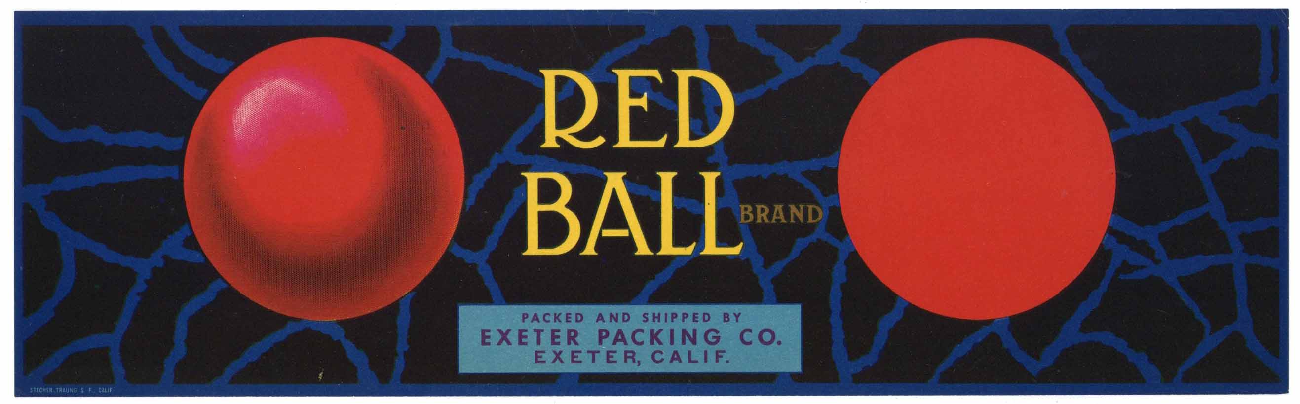 Red Ball Brand Vintage Exeter California Fruit Crate Label – thelabelman