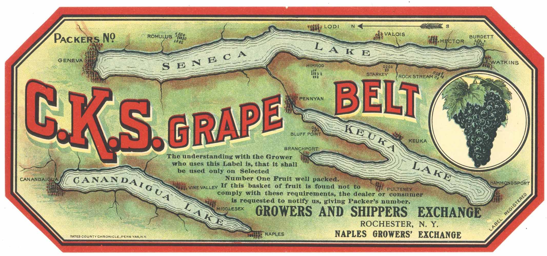 C. K. S. Brand Vintage New York State Grape Crate Label – thelabelman