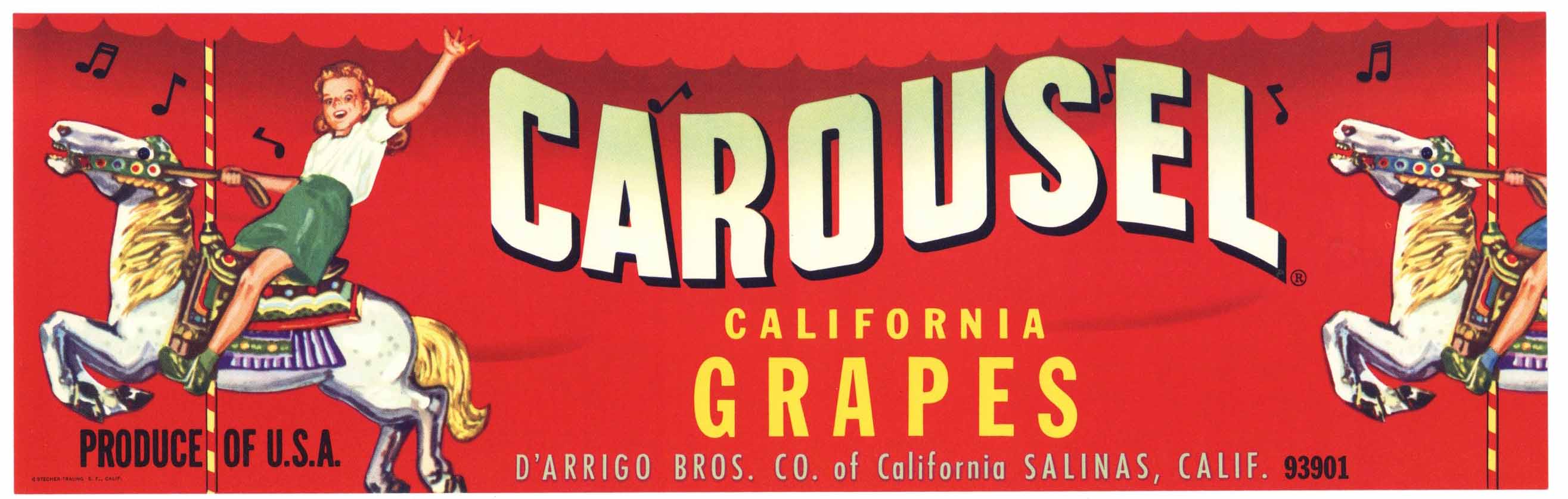Carousel Brand Vintage San Jose California Grape Crate Label, zipcode ...