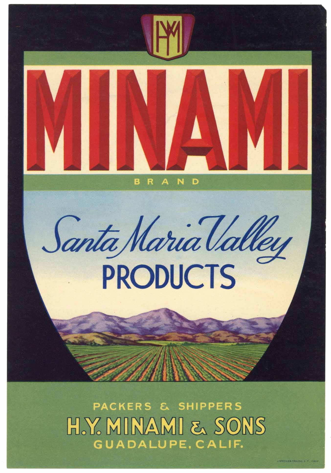 Minami Brand Vintage Santa Maria Valley Vegetable Crate Label – thelabelman