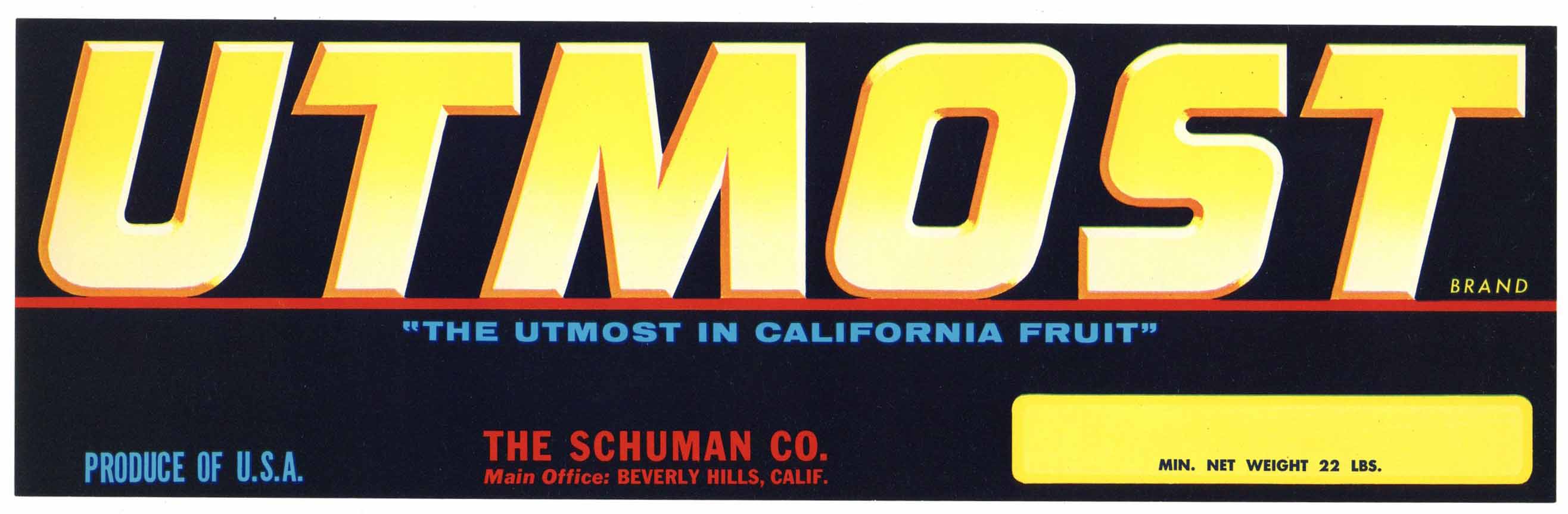 Utmost Brand Vintage Beverly Hills California Fruit Crate Label ...