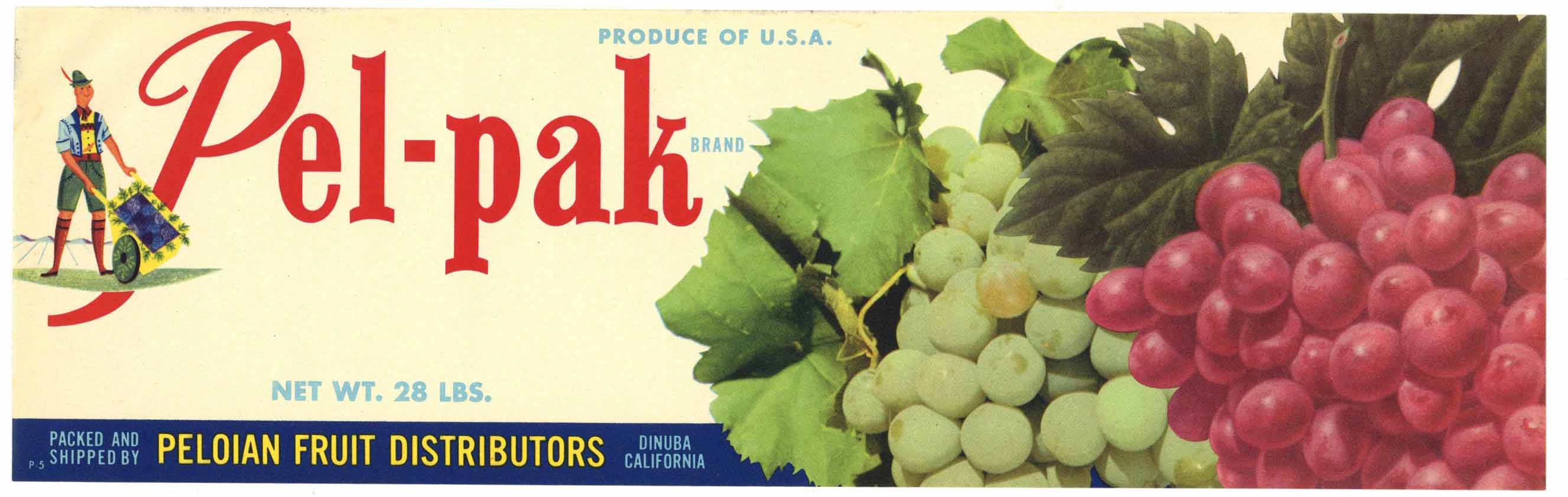 Pel-Pak Brand Vintage Dinuba California Grape Crate Label – thelabelman
