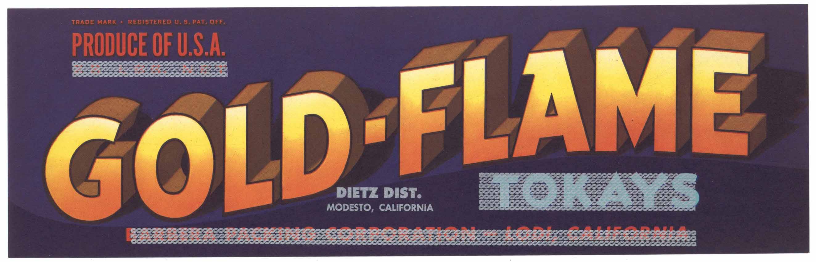 Gold-Flame Brand Vintage Modesto California Grape Crate Label – thelabelman
