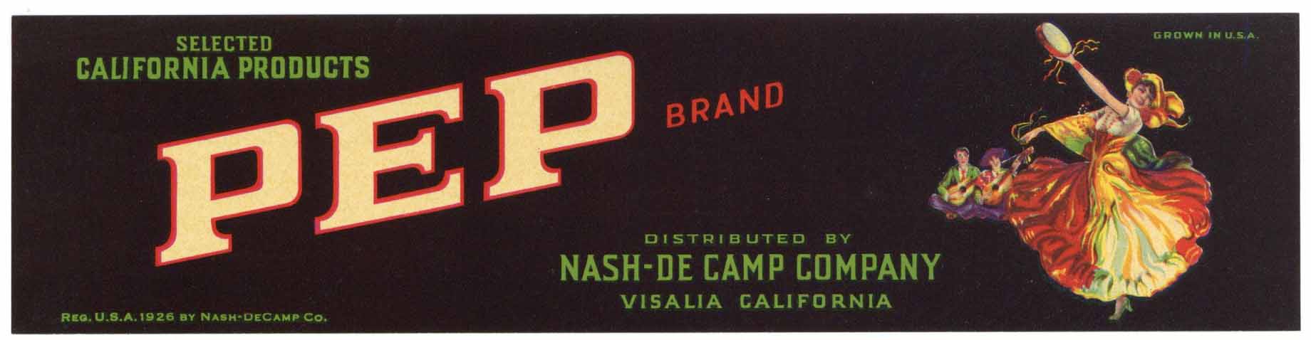 Pep Brand Vintage Visalia California Cherry Crate Label – thelabelman