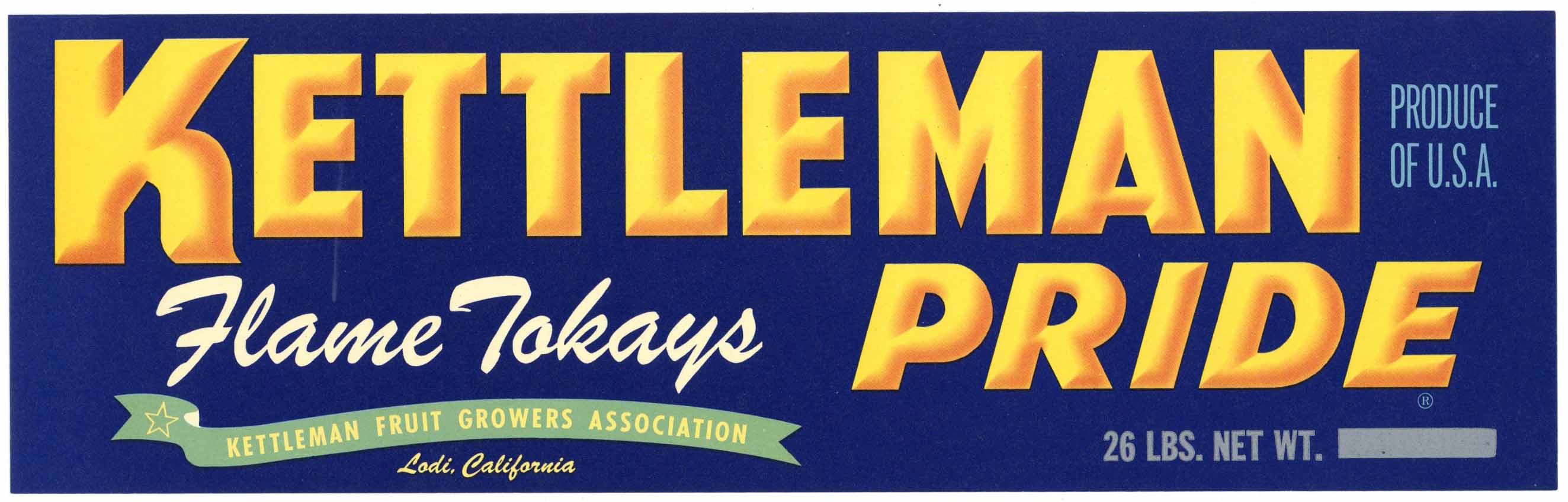Kettleman Pride Brand Vintage Lodi California Grape Crate Label, Flame ...