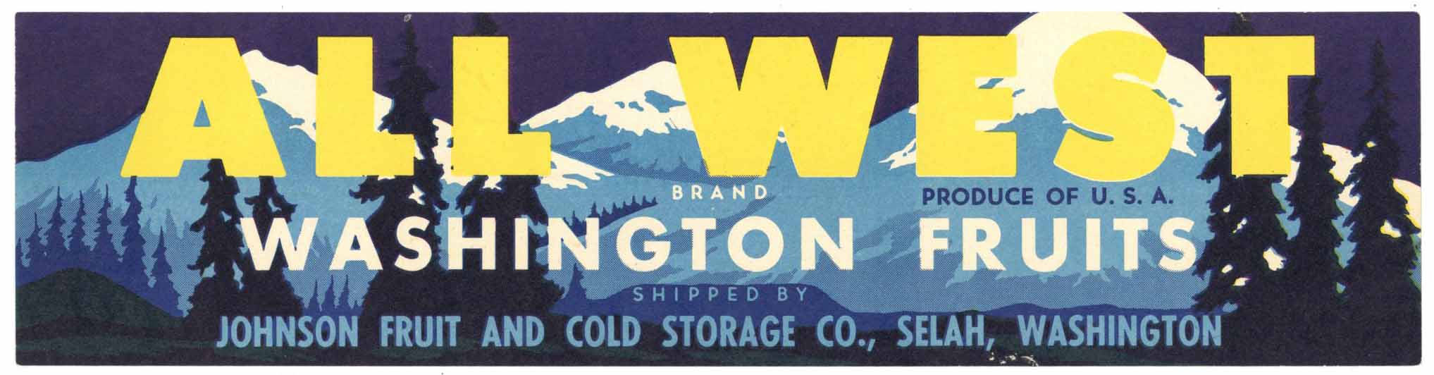 All West Brand Vintage Selah Washington Fruit Crate Label – thelabelman